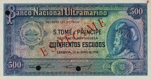 Banknote: 500 Escudos (São Tomé und Príncipe(1956-1964 Issue) Wor:P-39s