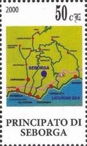 Stamp: Map of Seborga (Italy: Cinderella Stamps(Principality of Seborga ...