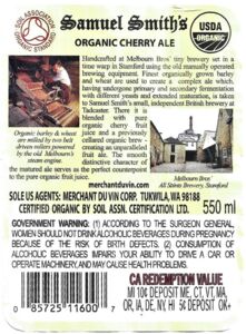 Drink Label: Samuel Smith's Organic Cherry Ale (Melbourn Bros' All ...