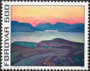 Stamp: Headland Skálafjørður, by Samuel Joensen-Mikines (Faroe Islands ...