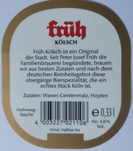 Drink Label: Fruh Kolsch (Cölner Hofbräu Früh, Germany, Federal ...