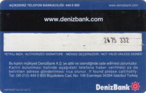 Bank Card: DenizBank (Denizbank, Türkiye (Turkey)Col:TR-MS-0064.02