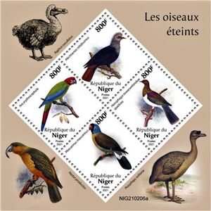 Stamp: Birds (Niger(Extinct Birds (2021)) Yt:NE 6166-6169