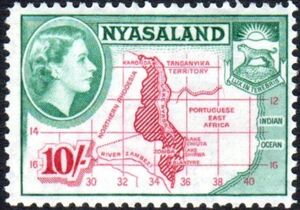 Timbre: Map of Nyasaland (Nyassaland(Queen Elizabeth II Pictorials) Mi ...