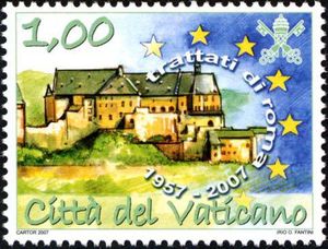 Stamp: Vianden Castle, Luxembourg (Vatican City(50th Anniversary of the ...