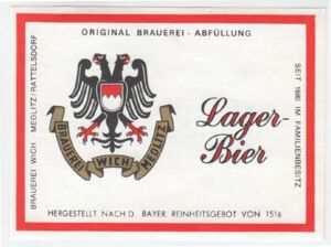 Drink Label: Wich Lager-Bier (Brauerei Wich Medlitz, Germany, Federal ...