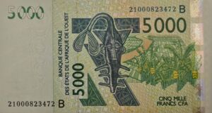 Banknote: 5,000 Francs CFA (West African States(B for Benin (Dahomey ...