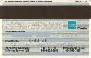 Bank Card: American Express OPTIMA blue 5-93 (American Express, United ...