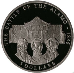 Moneda: 5 Dollars (Battle of the Alamo) (Liberia(2000~2006 - History of ...