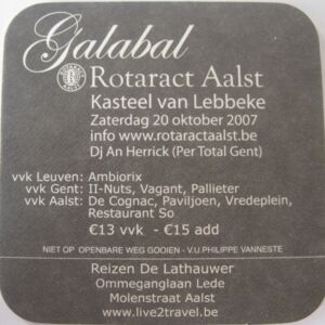 Beer Coaster: Galabal Rotaract Aalst (Rotaract Aalst, BelgiumCol:BE-014865
