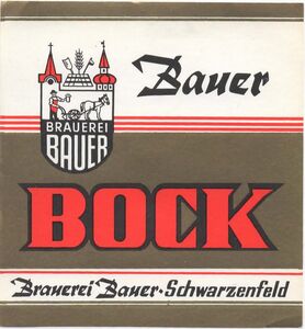 Drink Label: Bock (Brauerei Bauer Schwarzenfeld, Germany, Federal ...