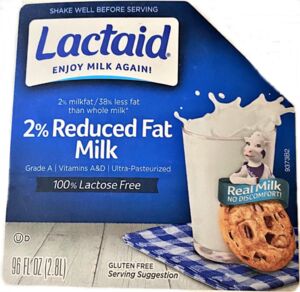 Etiqueta de bebida: Lactaid 2% Reduced Fat (McNeil Nutritionals, LLC ...