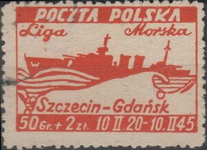 Stamp: Light cruiser HMS "Dragon" (1943-1944) (Poland(Sea League) Pol ...