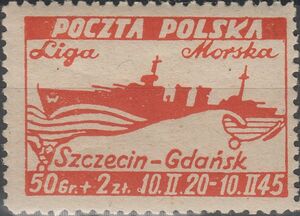 Stamp: Light cruiser HMS "Dragon" (1943-1944) (Poland(Sea League) Pol ...