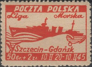 Stamp: Light cruiser HMS "Dragon" (1943-1944) (Poland(Sea League) Pol ...