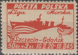 Stamp: Light cruiser HMS "Dragon" (1943-1944) (Poland(Sea League) Pol ...