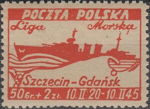 Stamp: Light cruiser HMS "Dragon" (1943-1944) (Poland(Sea League) Pol ...