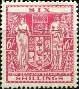 Stamp: Coat of Arms (New Zealand(Stamp Duty - Coat of Arms) Sg:NZ F196w ...