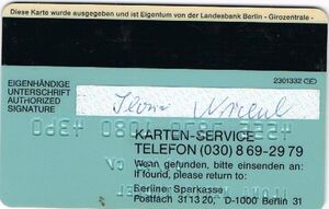 Bank Card: Berliner Sparkasse (Berliner Sparkasse, Germany, Federal ...
