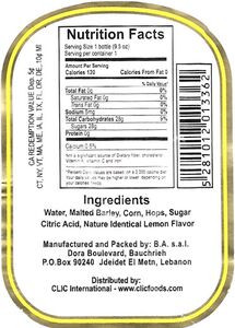 Drink Label: Laziza Lemon (Brasserie Almaza (Heineken), Lebanon) Col:LB ...