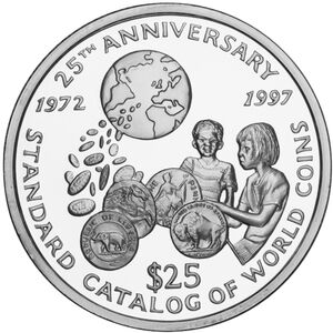 Coin: 25 Dollars (25th Anniversary of the World Coin Catalog) (Liberia ...