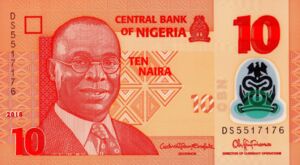 Banknote: 10 Naira (Nigeria(2009-2022 Polymer Issue) Wor:P-39i.1
