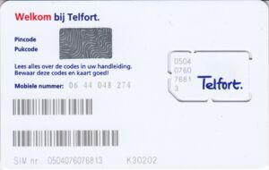 Phonecard: Telfort GSM SIM Card (Mobile Netherlands, Netherlands ...