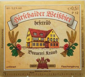 Drink Label: Hirschaider Weissebier Hefetrub (Brauerei Kraus, Hirschaid ...