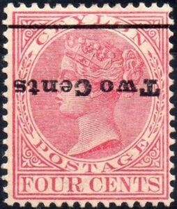 Stamp: Inverted Surcharge (Ceylon(Queen Victoria) Sn:LK 150a,Sg:LK 209a