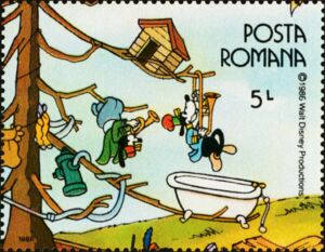 Stamp: Instruments and Musicians in a Tree - Mickey and Goofy (Romania ...