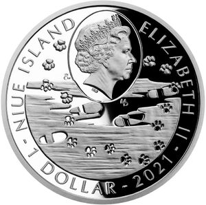 Moneda: 1 Dollar (Dog Breeds - Golden retriever) (Niue(2021~Today - Dog ...