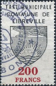 Stamp: Taxe Municipale - Coat of Arms of Libreville (Gabon: Revenue ...