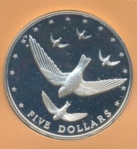 Coin: 5 Dollars (Atiu Swiftlet) (Cook Islands) (1972~Today - Numismatic ...