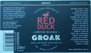 Drink Label: Red Duck Groak (Red Duck Brewery, AustraliaCol:AU-BEER ...