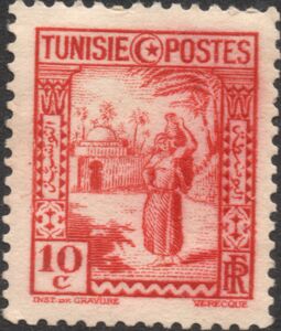 Stamp: Water Carrier (Tunisia(Woman carrying water 1931) Mi:TN 175,Sn ...