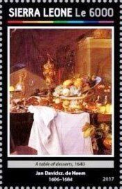 Stamp: “A table of desserts” - Jan Davidsz. de Heem, 1640 (Sierra Leone ...