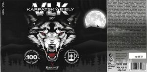Drink Label: Karpatský biely vlk (Pivovar Karpat, SlovakiaCol:SK-BEER ...