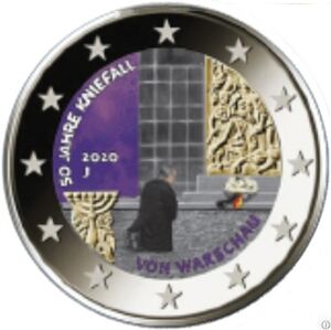 Moneda: 2 Euro (50th Anni. of the Genuflection of Warsaw. Coloured 5 ...