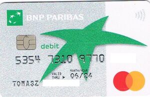 Bank Card: Green star (BNP Paribas Bank Polska, PolandCol:PL-MC-0459.03