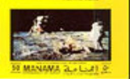 Stamp: Apollo 11 - Aldrin using seismograph (Manama) (Space exploration ...