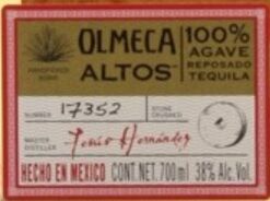 Drink Label: Olmeca Altos Reposado (Destileria Colonial de Jalisco ...