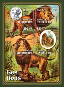 Stamp: Lions (Central African Republic(Lions (2021)) Mi:CF BL2303,Yt:CF ...