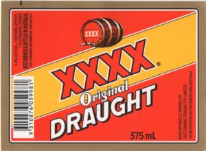 Drink Label: XXXX Draught Original (Castlemaine Perkins Ltd ...