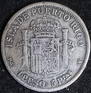 Token: Isla de Puerto Rico / 1 peso = 5 pesetas (Puerto Rico(Coin ...