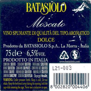 Drink Label: Beni di Batasiolo - Moscato (Batasiolo S.p.A., ItalyCol:IT ...