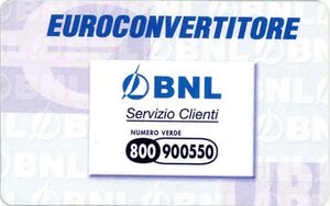 Functional Card: BNL - Euroconvertitore (Banks, Italy(BNL) Col:IT-BNL-002