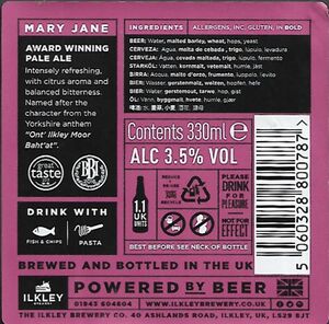 Drink Label: Mary Jane (The Ilkley Brewery, United Kingdom of Great ...
