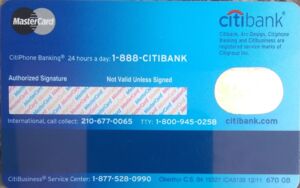 Bank Card: Banking Card (Citibank, United States of AmericaCol:US-MC-0537 💳