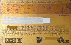 Bank Card: Dorada (Banco Occidental de Descuento, VenezuelaCol:VE-VI-0521