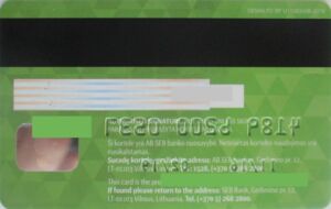 Bank Card: SEB Bank Visa Green (SEB Bank, LithuaniaCol:LT-VI-0012.01